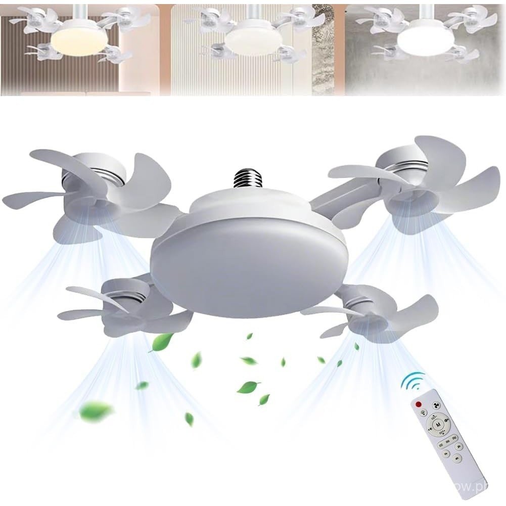2025 New Remote-Controlled LED Ceiling Fan Light,E27 Screw in Ceiling ...