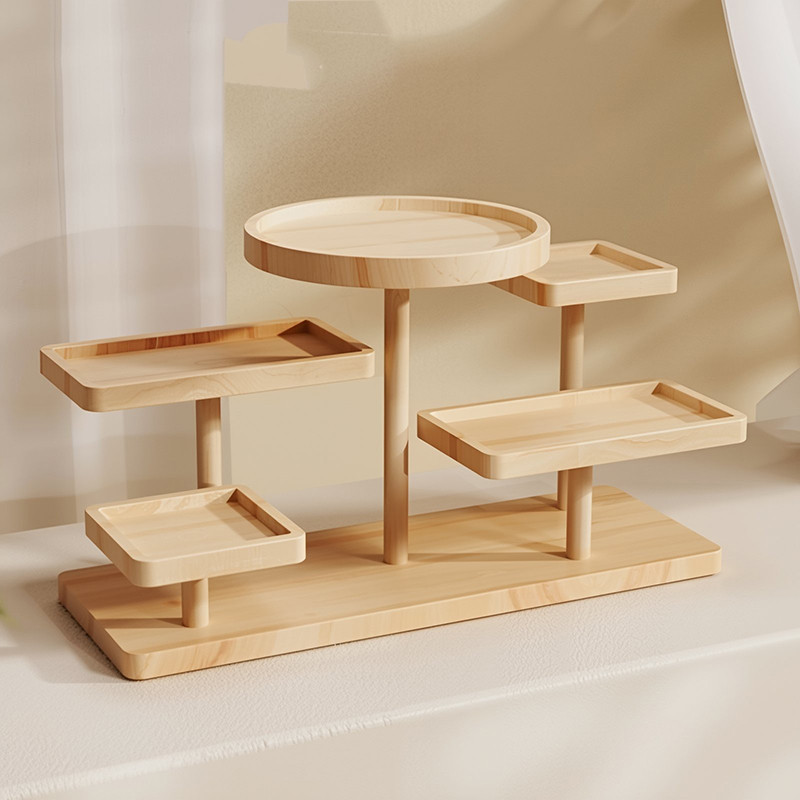Display Riser Stand Countertop Multi Tier Solid Wood Perfume Holder ...
