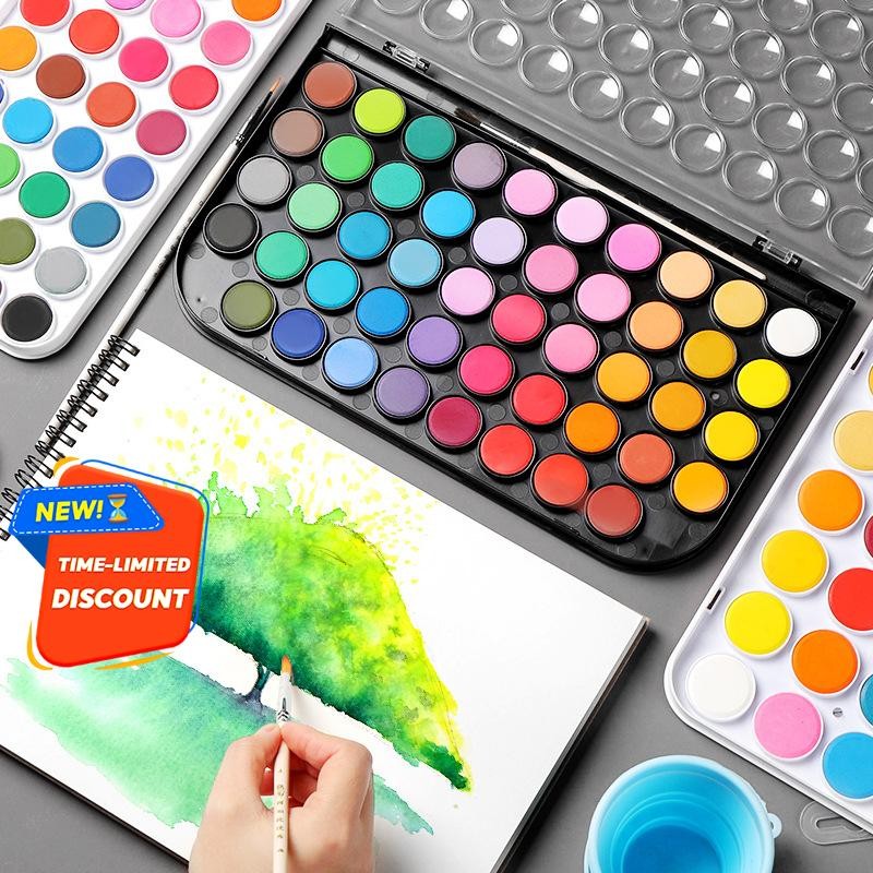 Washable Watercolor Paint Set - Non-Toxic with Brushes, Water Fillable ...