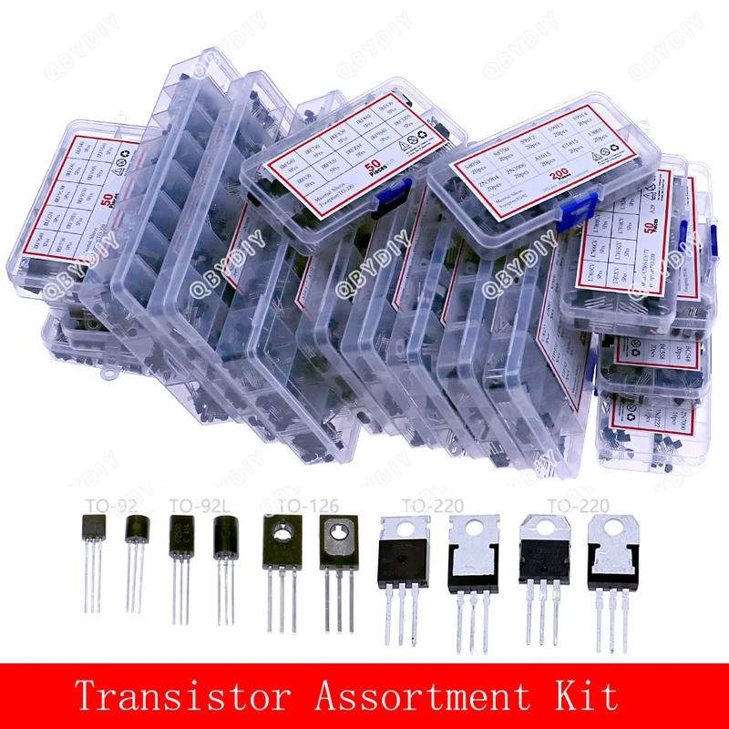TO-92 TO-92L TO-126 TO-220 Series Mosfet Triode Thyristor PNP NPN Transistor Assortment Kit Box ...