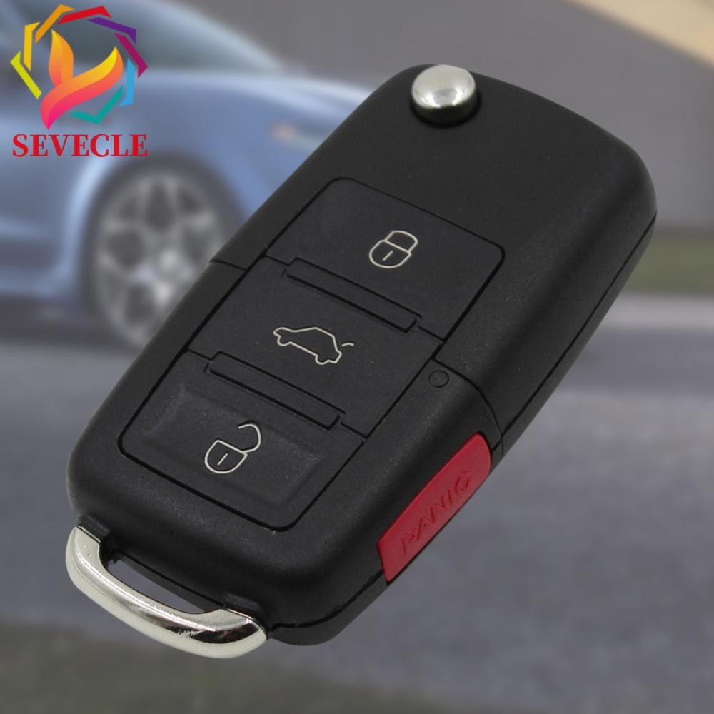 4 Button Folding Car Flip Remote Key Replacement Case Black FOB Shell ...