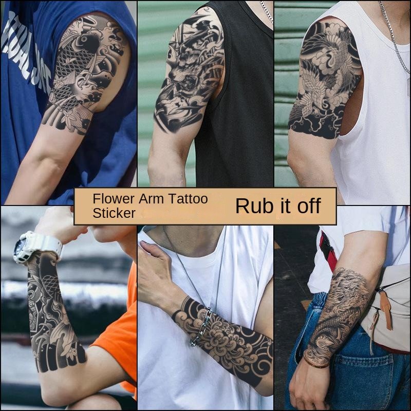 Flower Arm Herbal Tattoo Sticker Men's and Women's High Sense ...
