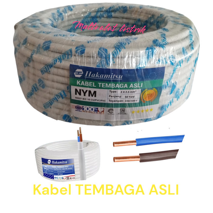 Nym CABLE 2x2,5mm Hakamitsu 50 Yard FULL ELECTRICAL PURE COPPER SNI ...