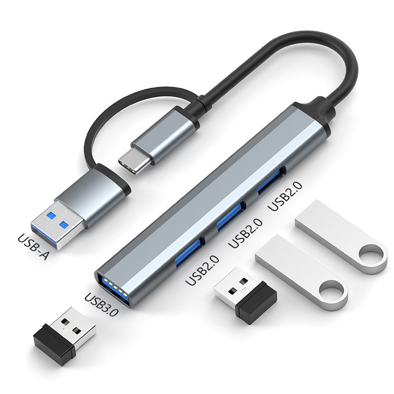 4 in 1 USB 3.0 Hub Ports Expander Aluminium USB A Type-C Hubs Splitter ...