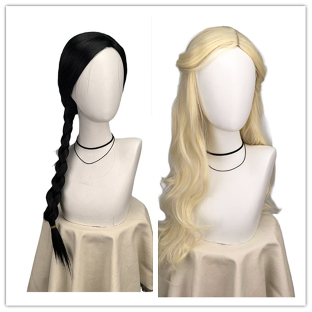 Elphaba Cosplay Wig Wicked Glinda Black Braid Long Blonde Wig for Party ...