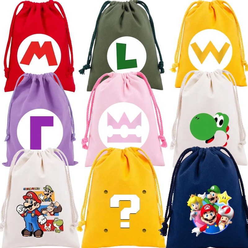 New Super Mario drawstring bag cartoon storage bag gift bag plush cloth ...