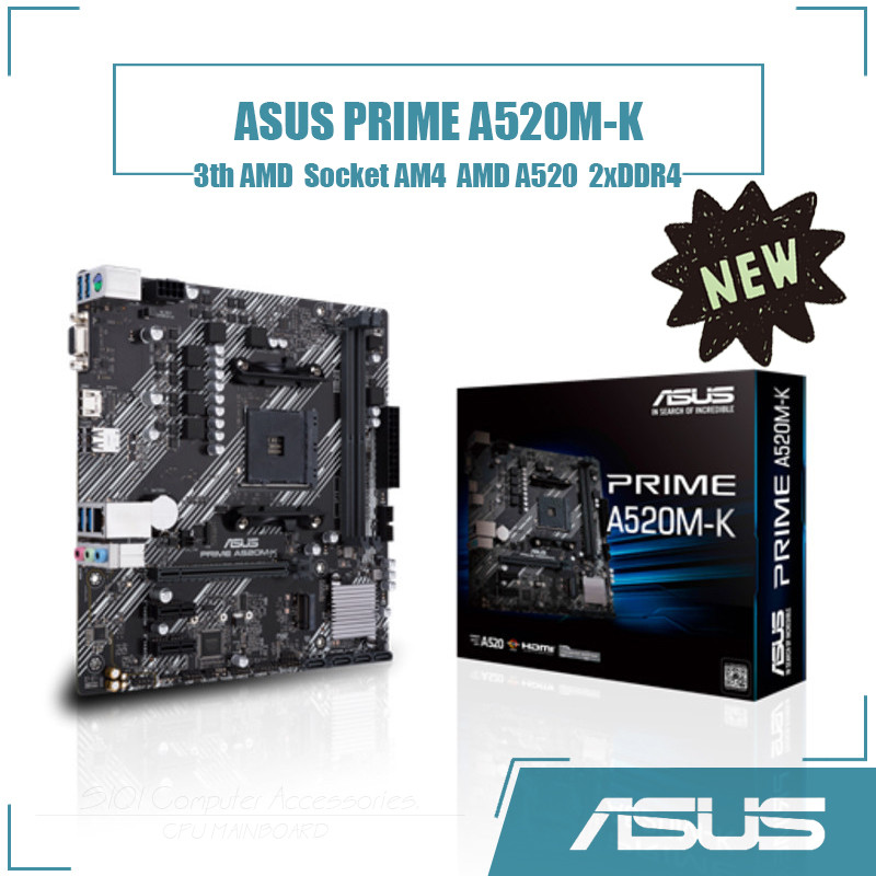 ASUS PRIME A520M-K Motherboard Socket AM4 2xDDR4 DIMM AMD A520 chipset ...