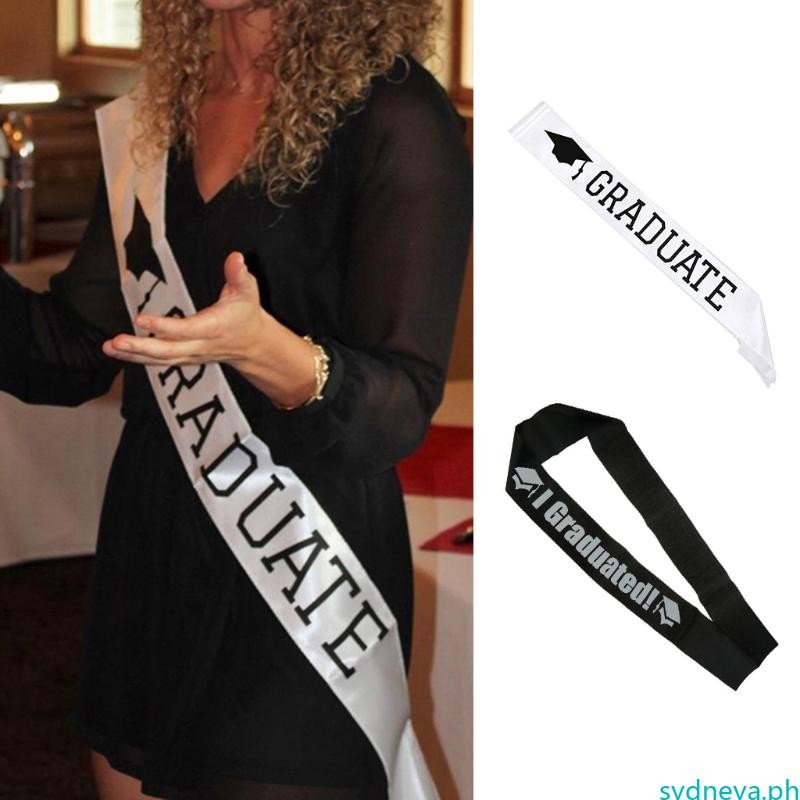Best I Graduated Letters Satin Sash Black White Single Sided Print ...
