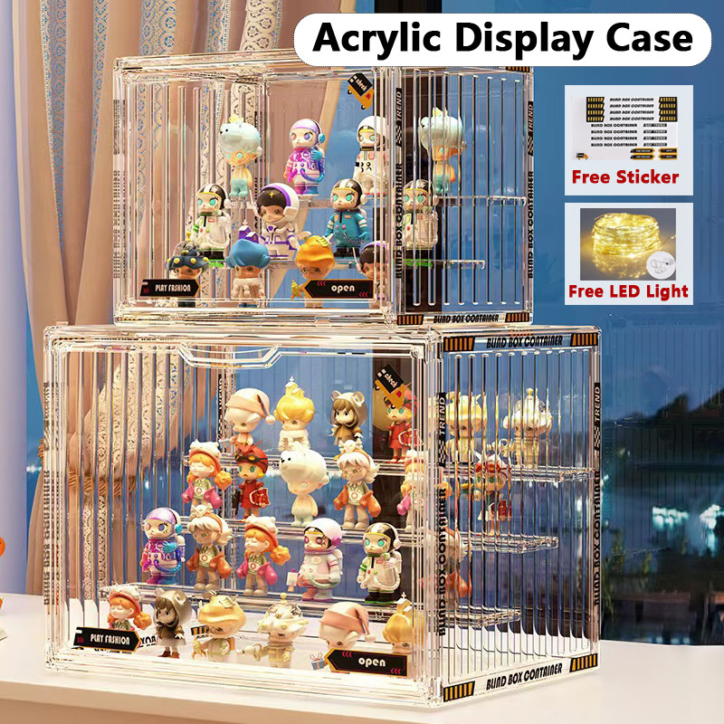 COD Large Acrylic Display Case Popmart Storage Dustproof Toy Box ...