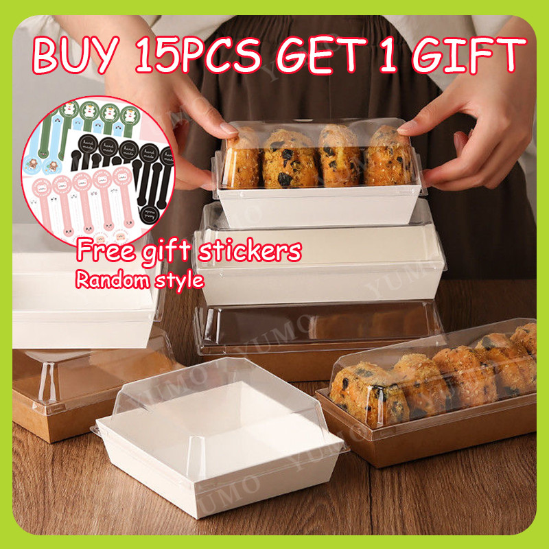 【Free Gift】Sandwich Box Square Cake Box Kraft Box Transparent Pastry ...