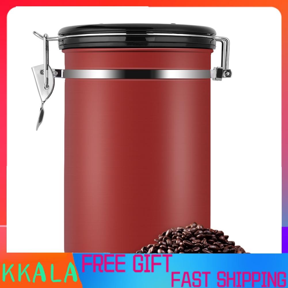 Kkala Coffee Container Large Airtight Stainless Steel Black Kitchen ...