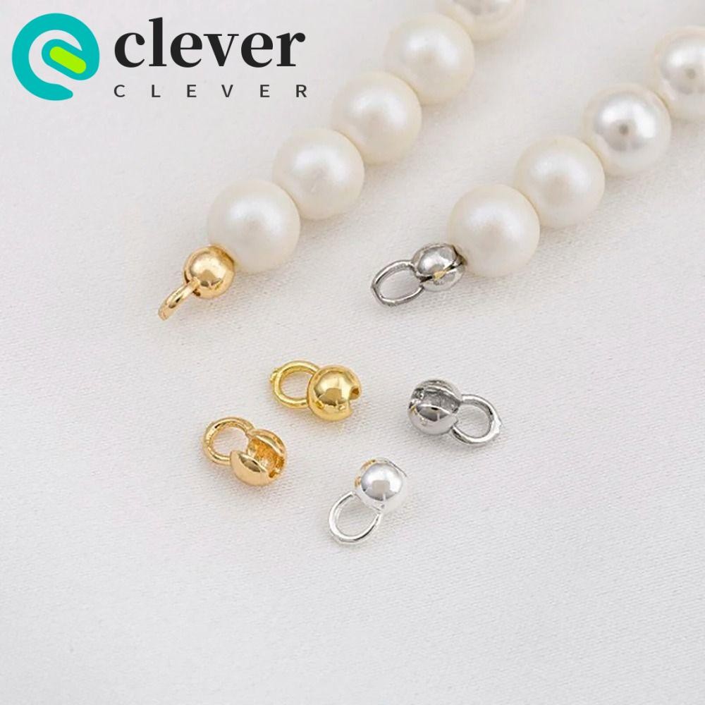 CLEVER 1/5Pcs Cord Crimp Beads, Gold Plated with Loop Clam Shell Bead ...
