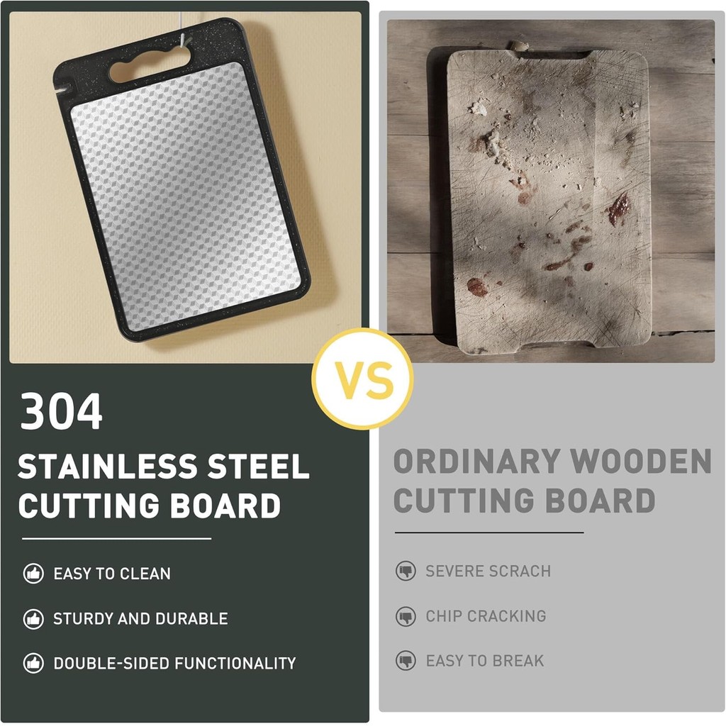 2 in 1 Stainless Steel Cutting Board with Handle Chopping Large Big ...