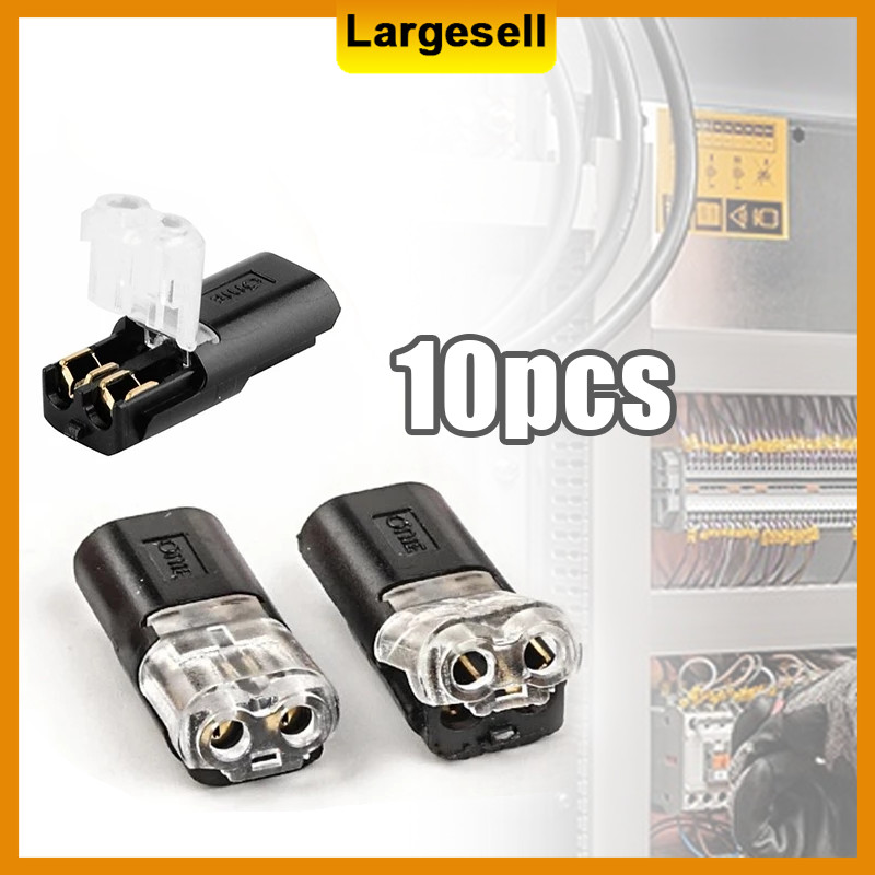 10Pcs 2 Pin 2-Way Plug Wire Cable Connector Quick Splice Cable Crimp ...