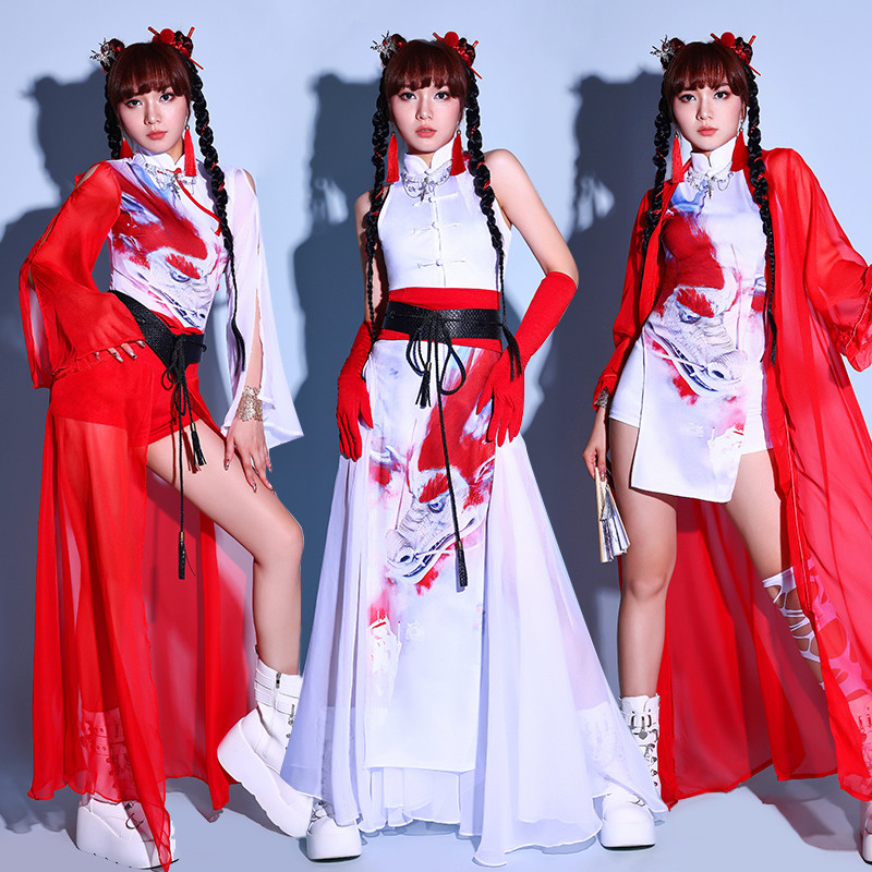 Chinese Style Performance Costume Female Suit National Trendy White ...