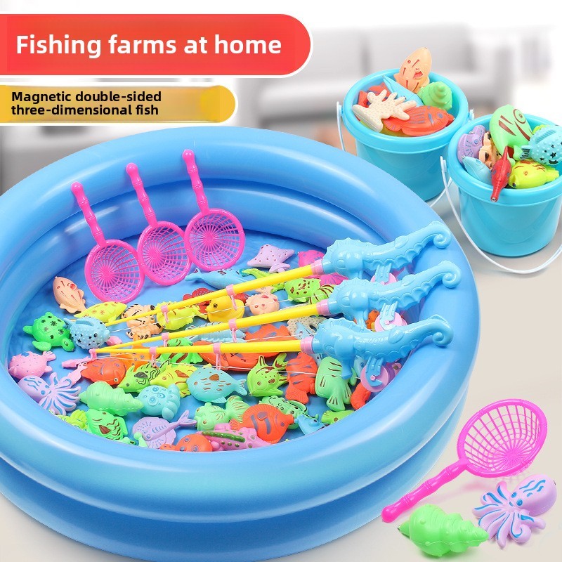 Children Magnetic Fishing Toys for Children Inflatable Pool Set Playing ...