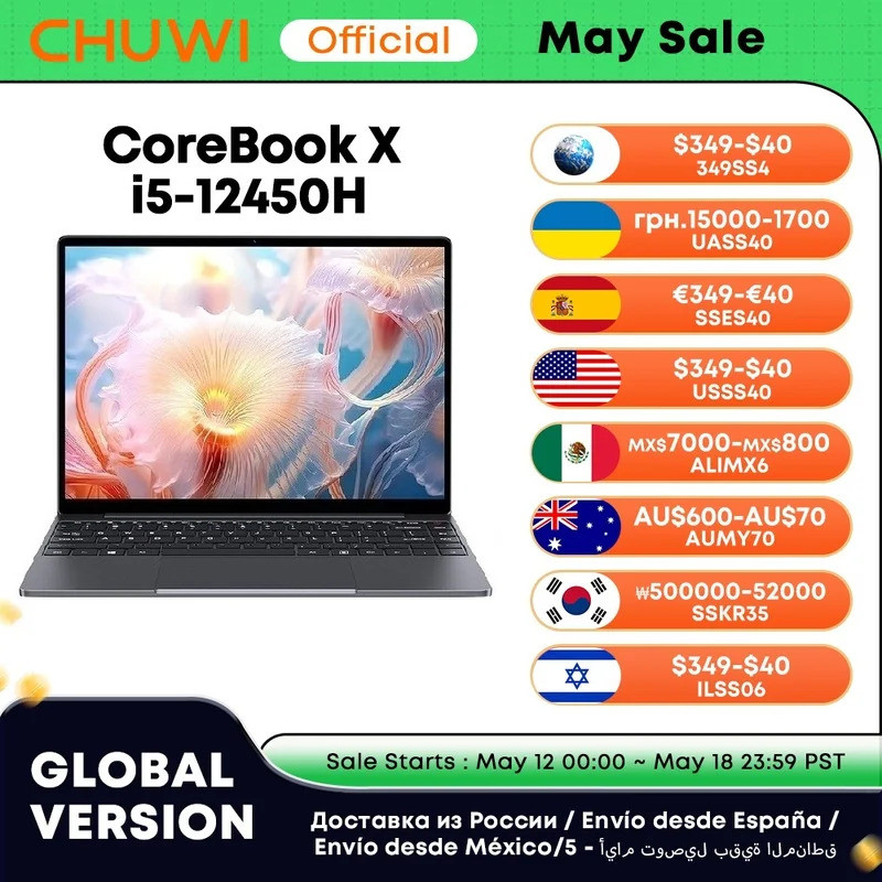 CHUWI Corebook X Laptop i5-12450H 8Cores 14 inch FHD IPS Screen 16GB ...