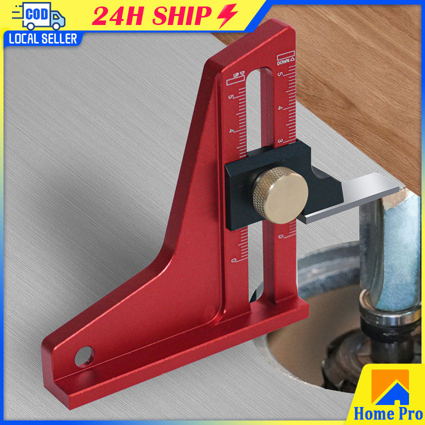 0-50mm Adjustable Depth Gauge Aluminum Dual Scales DIY Ruler Table Saw ...