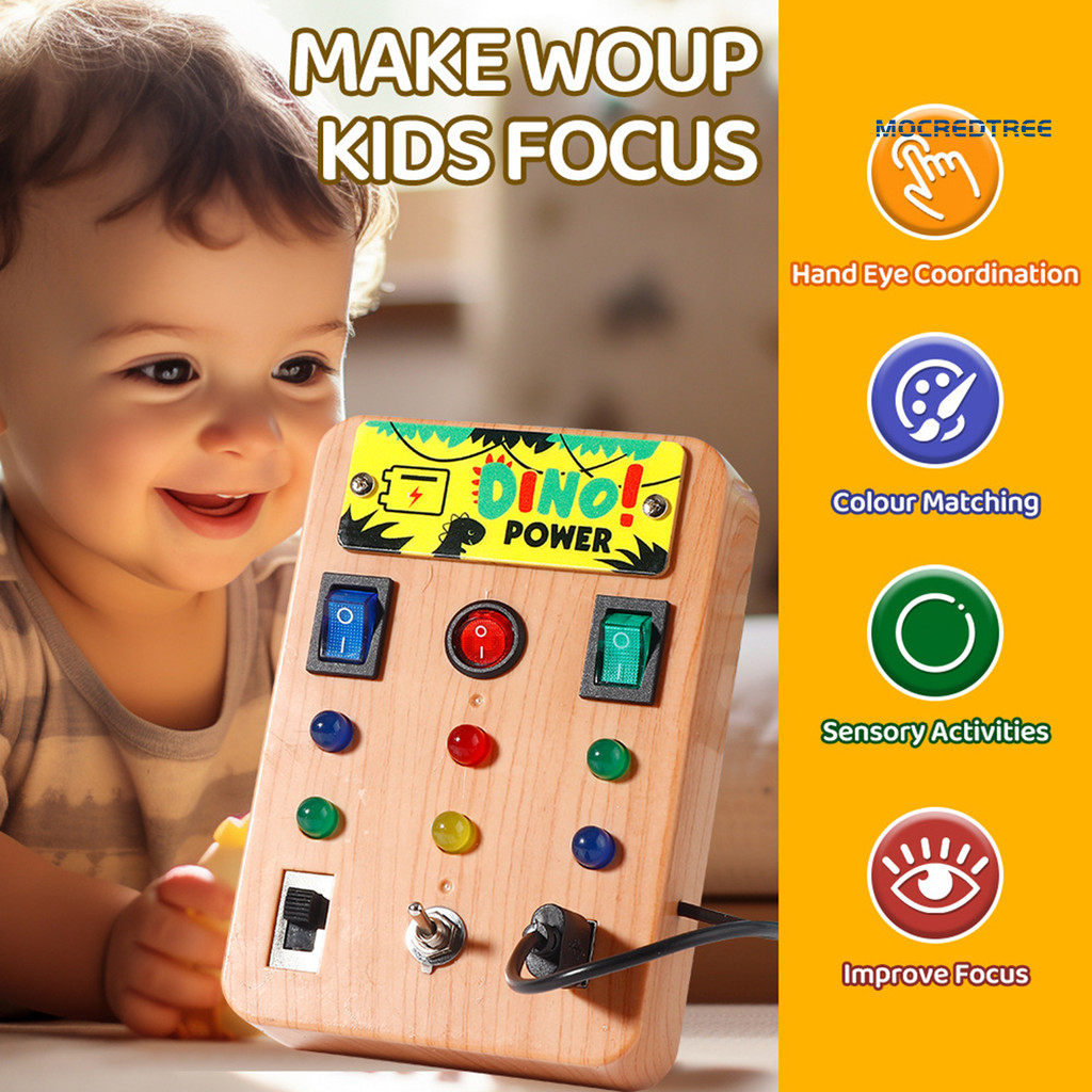 Mocredtree LED Light Switch Busy Board Toddler Light-up Switch Control ...