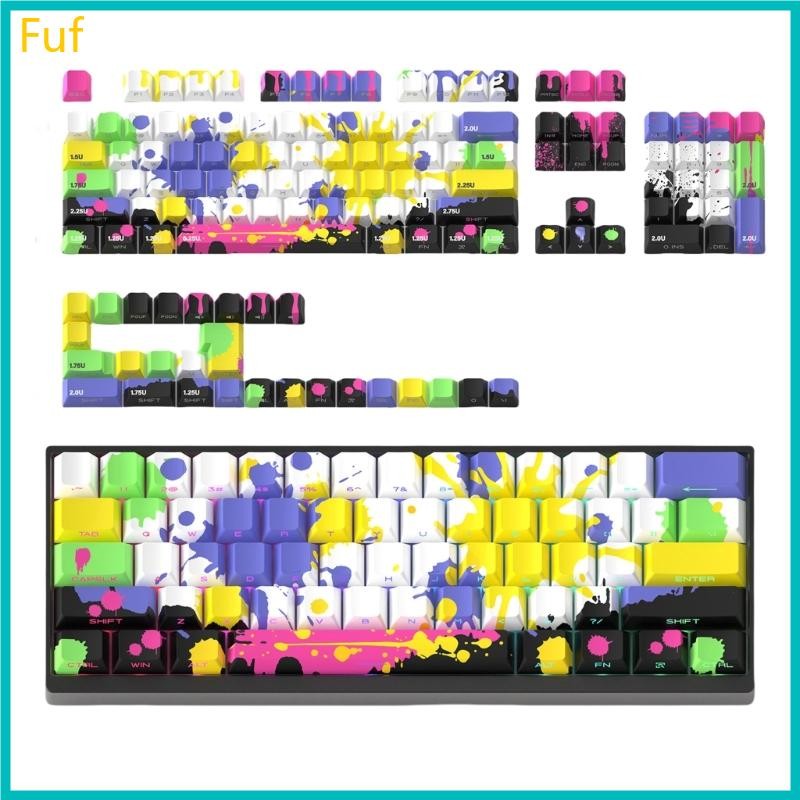 Fuf 130 Key Keycap Set Graffiti Side Engraved Translucent Keycaps Thick ...