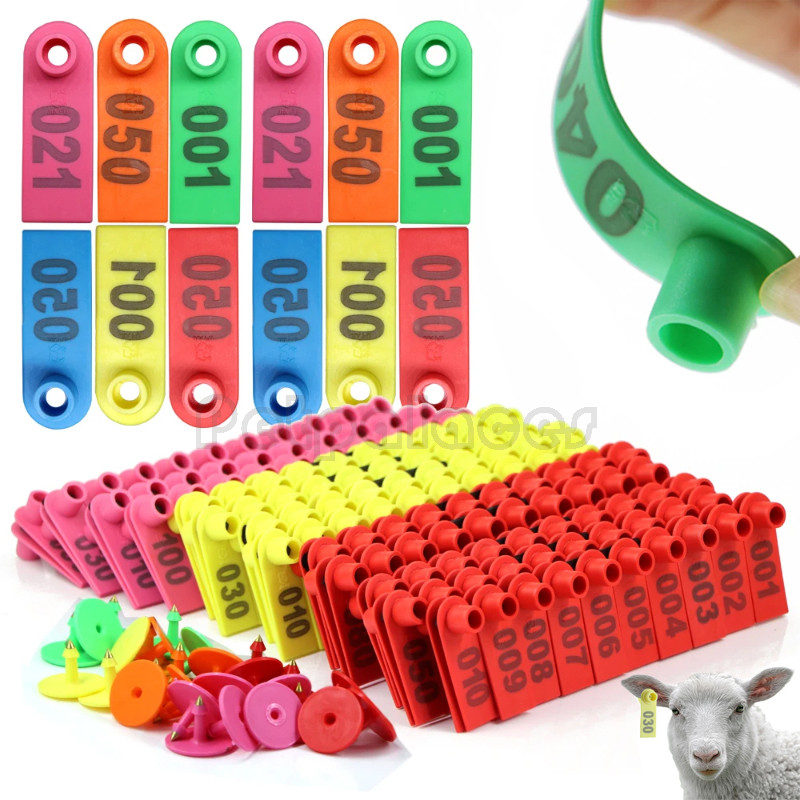 Number 001-100 100PCS Pig Ear Tag Set Animal Identification Ear Tag ...