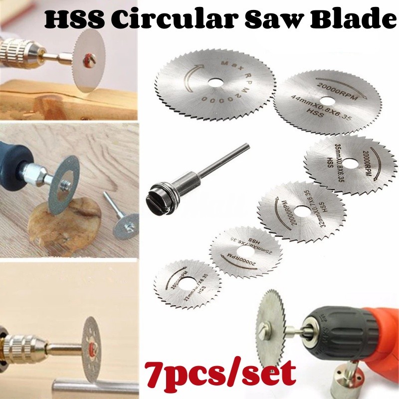 7pcs/set Circular Saw Blade Set Portable HSS Rotary Cutting Tool ...