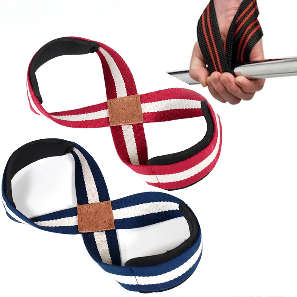 1Pair Padded Figure 8 Straps Deadlift Weight Lifting Wrist Straps Power ...