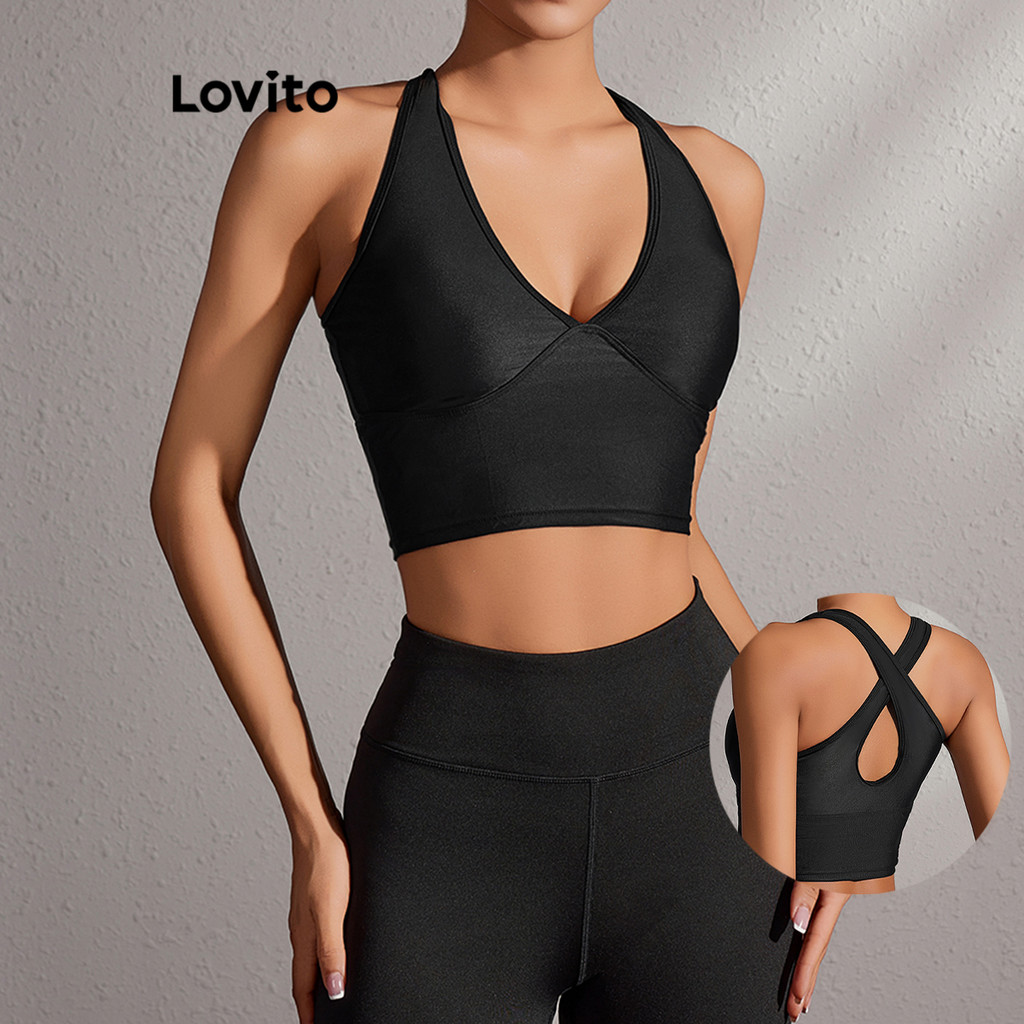 Lovito Women Sporty Plain Basic Sports Bra LBL20492 | Shopee Philippines