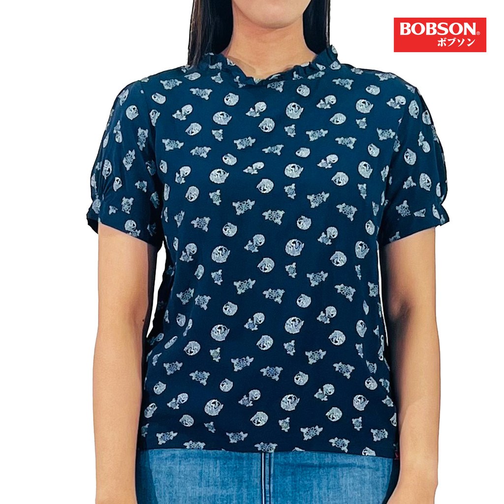 Bobson Japanese Ladies Basic Woven Shirt Boxy Fit 162569-U (Navy ...