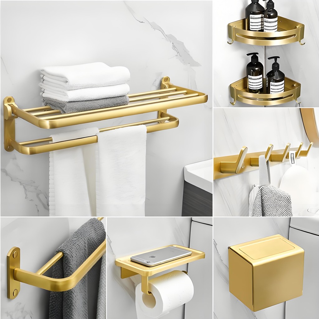 Gold Bathroom Decor and Accessories Towel Rack Tissue Holder Wall ...