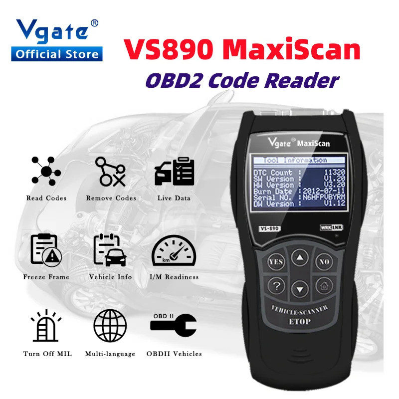 2024 Newest Versions Vgate VS 890 OBD2 Diagnostic Scanner VS890 SCAN Tool VS 890 CAN-BUS Multi ...