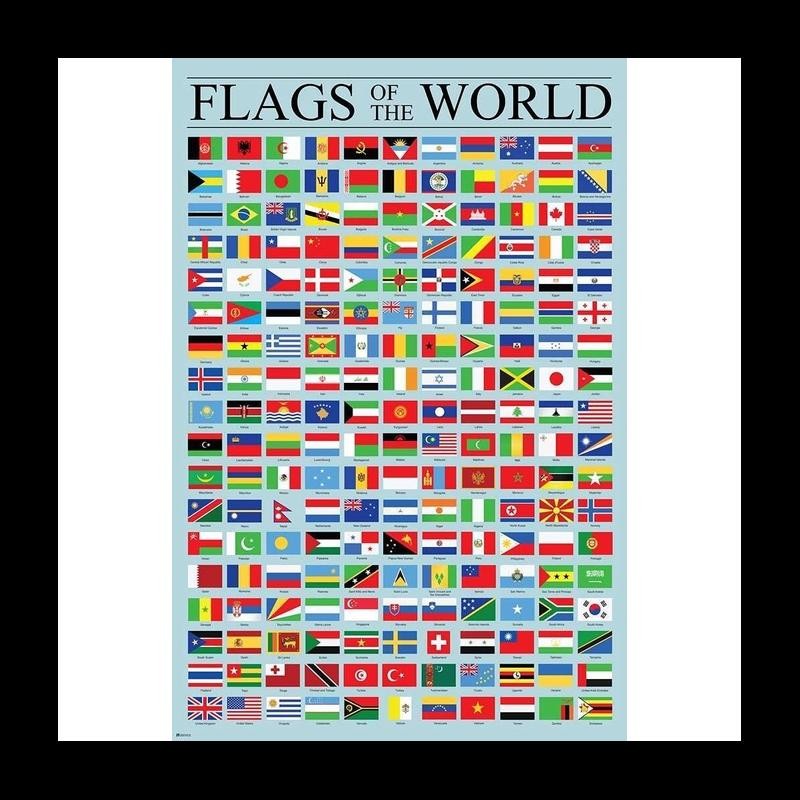 Flags of The World Classroom Poster Reference Chart Canvas Poster ...