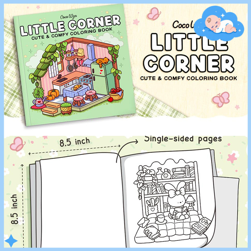 Little Corner Cute and Comfy Coloring Book Adult Coloring Book for ...