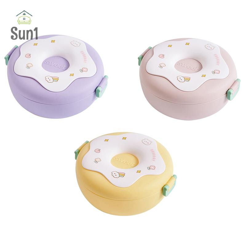 Sun1> Lunch Box For Kid School Child Snack Box Donut Cartoon Leakproof ...