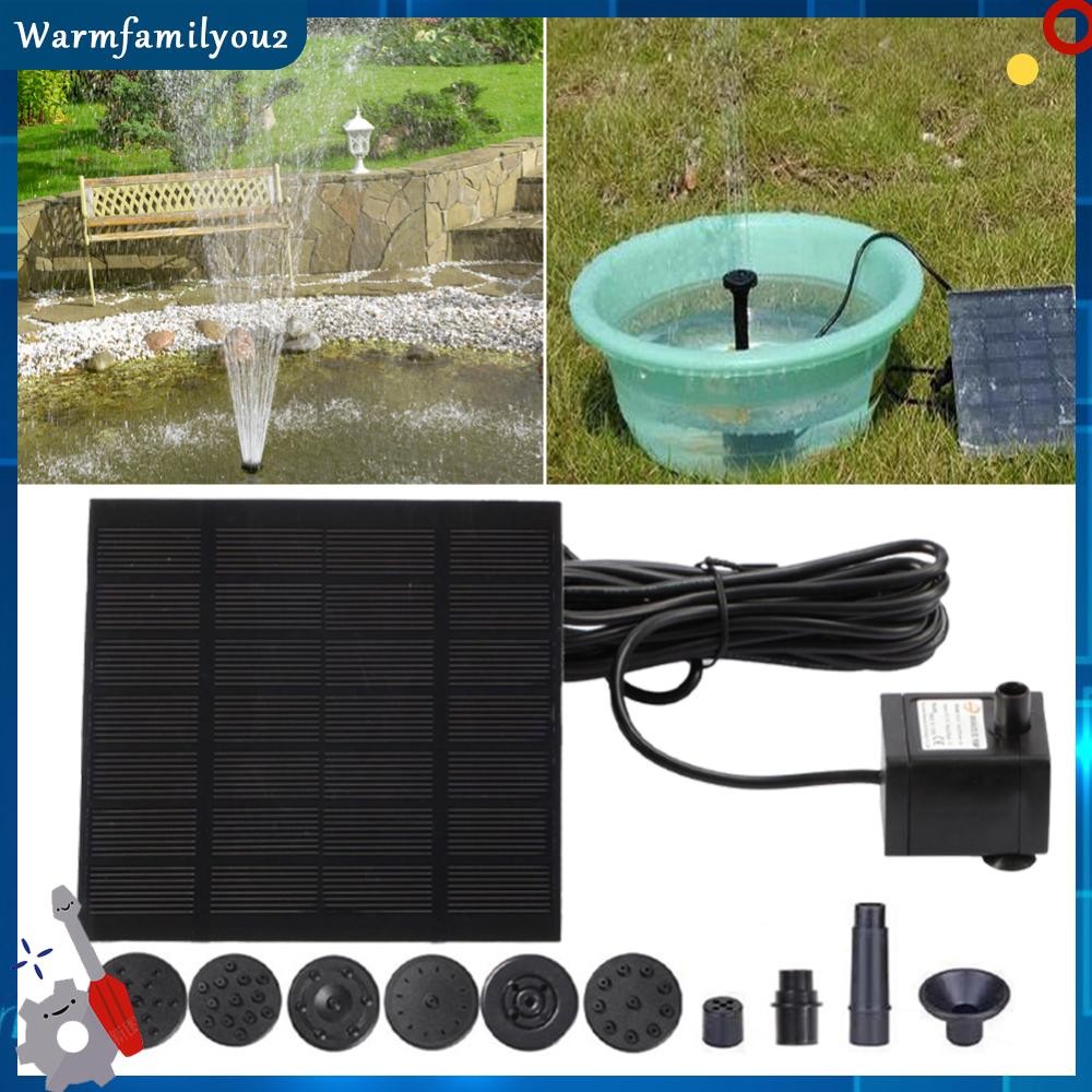 1.2W Solar Fountain Pump Kit with 6 Nozzles Long Cable For Bird Bath ...