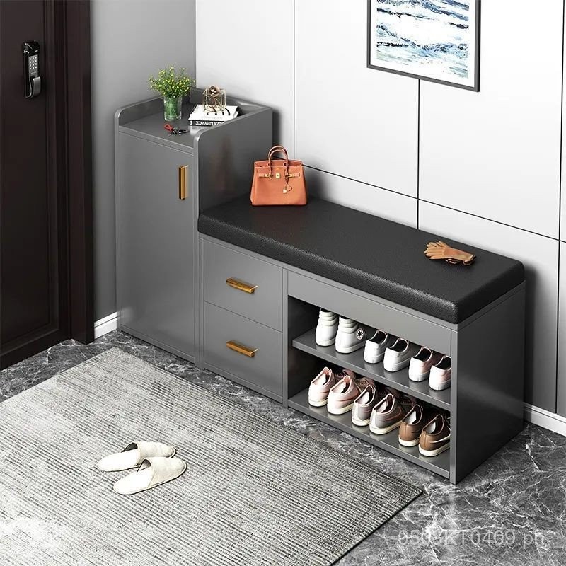 Shoe Changing Bench with Integrated Shoe Rack, Entryway Storage Bench ...