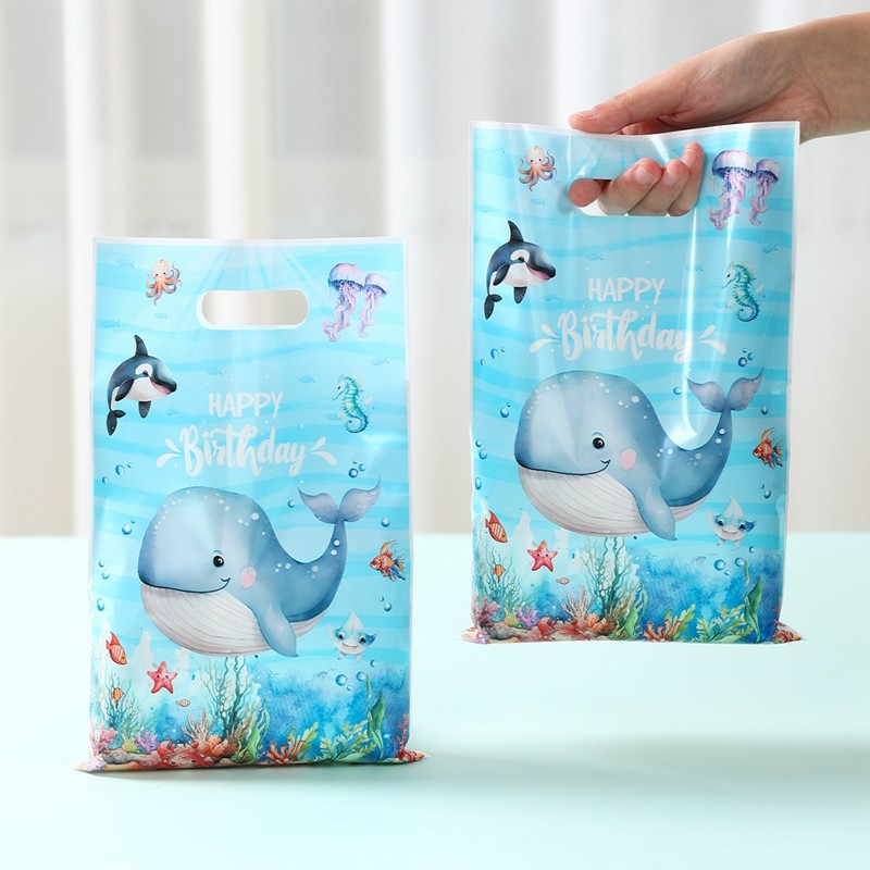 25pcs Ocean Theme Plastic Loot Bags whale seaweed Pattern Gift Bags For ...