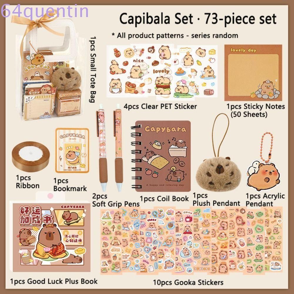 QUENTIN 70/73/105pcs Capybara Stationery Set, Cartoon Kawaii School ...