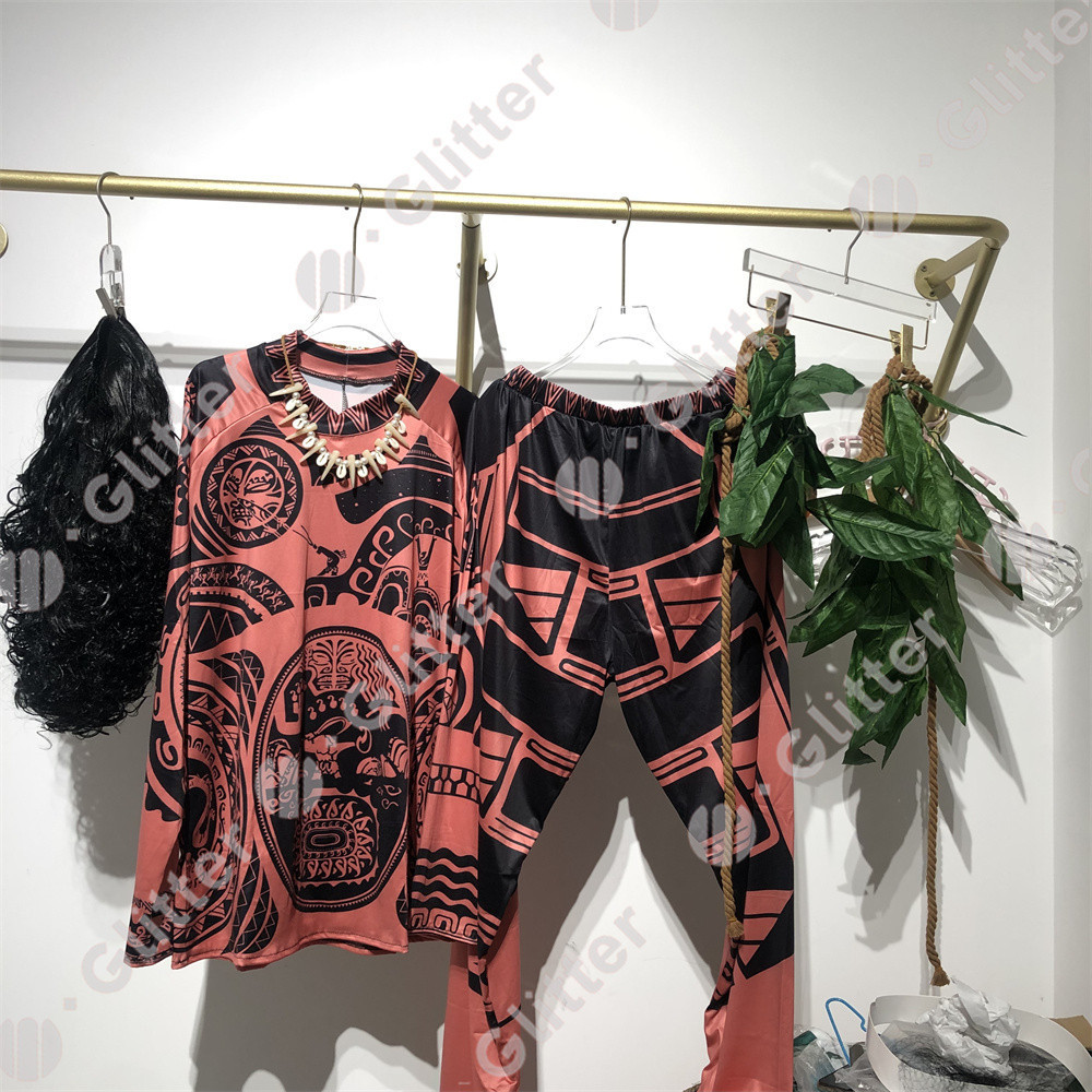 Movie Moana 2 Maui Costume for Adult Men Long Sleeve Indian Native ...