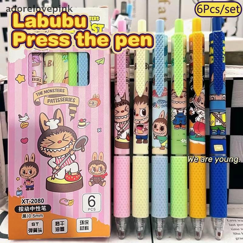 adorelovepink 6Pcs/box Cute Labubu Gel Pens Cartoon The Monsters 0.5mm ...
