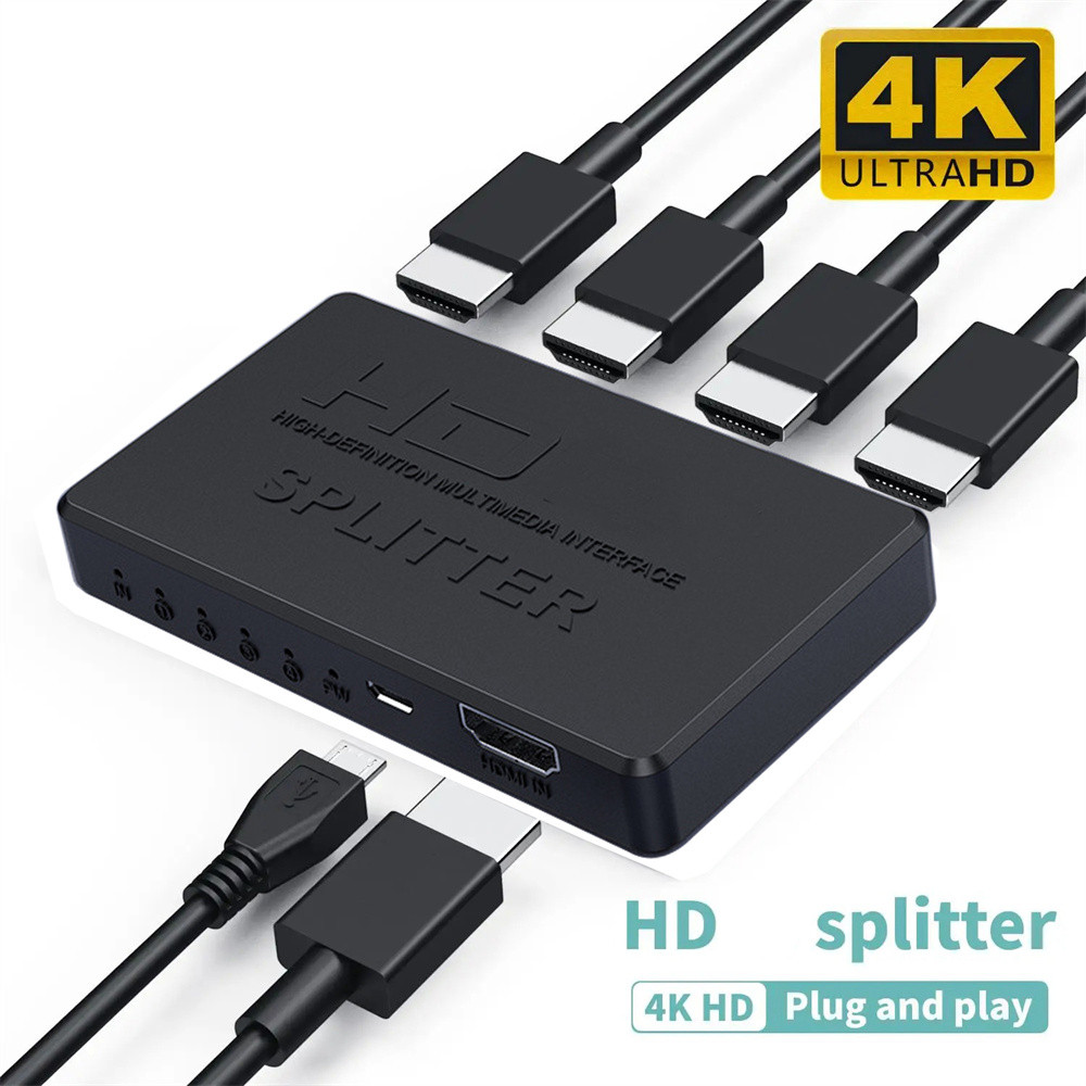 HDMI-compatible Splitter HD 4K 2K Video Switcher Adapter 1 Input 4 ...