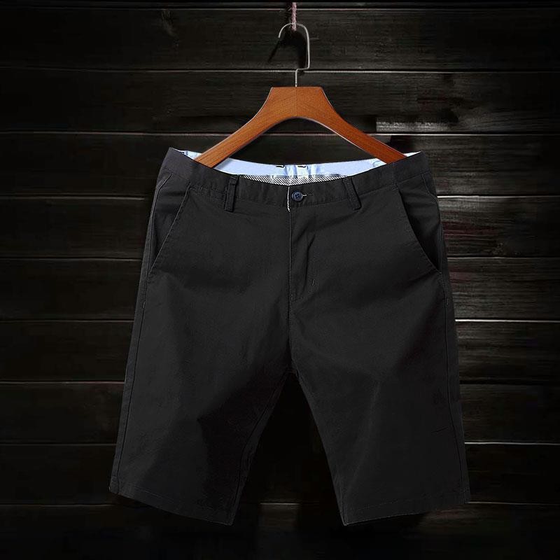 Casual Khaki Shorts for Men Chinos Shorts Thighs Zip Placket Korean Basic Capris Summer Over ...