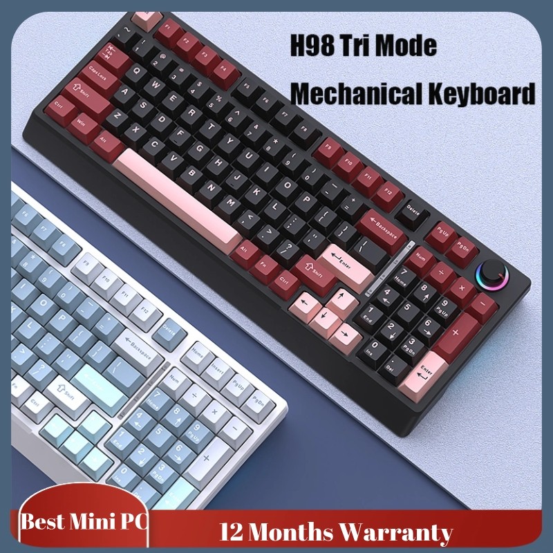Black Auspicious Snake H98 Tri Mode Mechanical Keyboard Wired/Wireless ...
