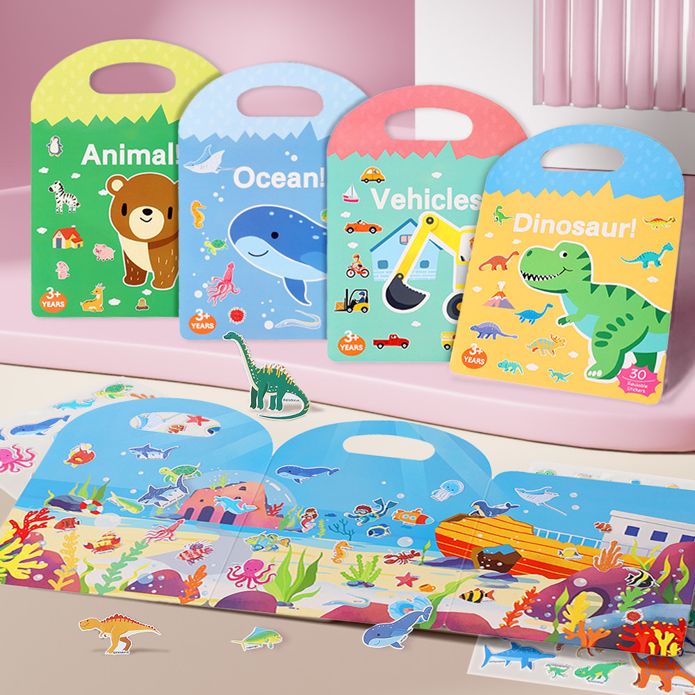 Wonderbaby Sticker Books For Kids Girls Bubble Stickers Reusable ...