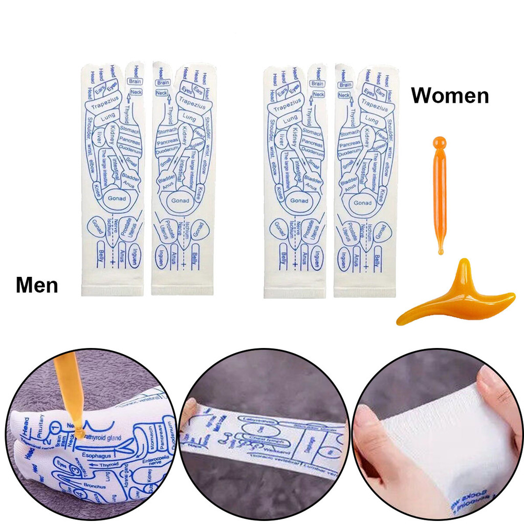 1 Pair Reflexology Massage Socks, Mid-Calf Foot Acupressure Map Socks ...