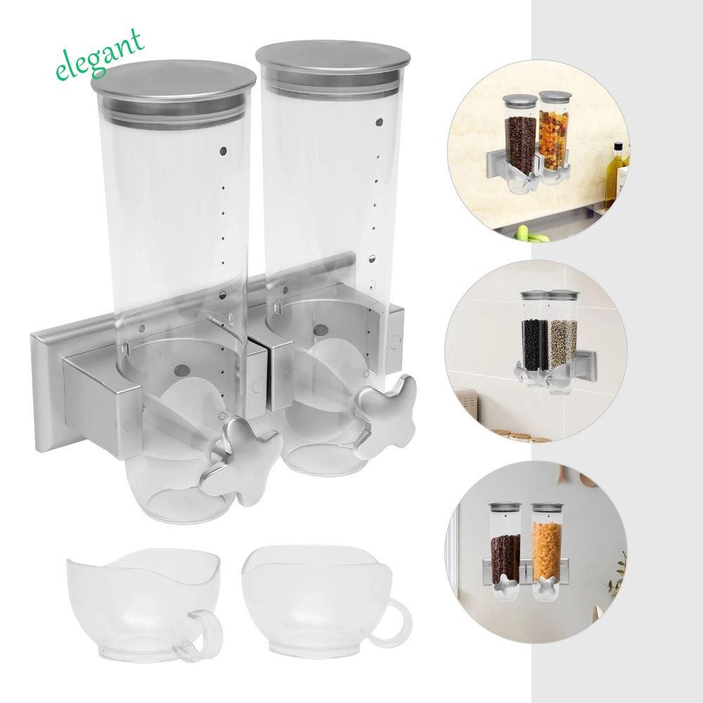 ELEGANT Double Dry Cereal Dispenser, Wall Mounted Double Tube Food ...