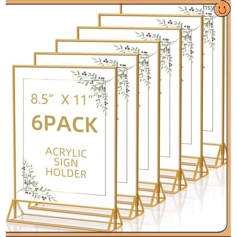 6pcs Clear Acrylic Sign Holder Double-Sided Wedding Table Number ...