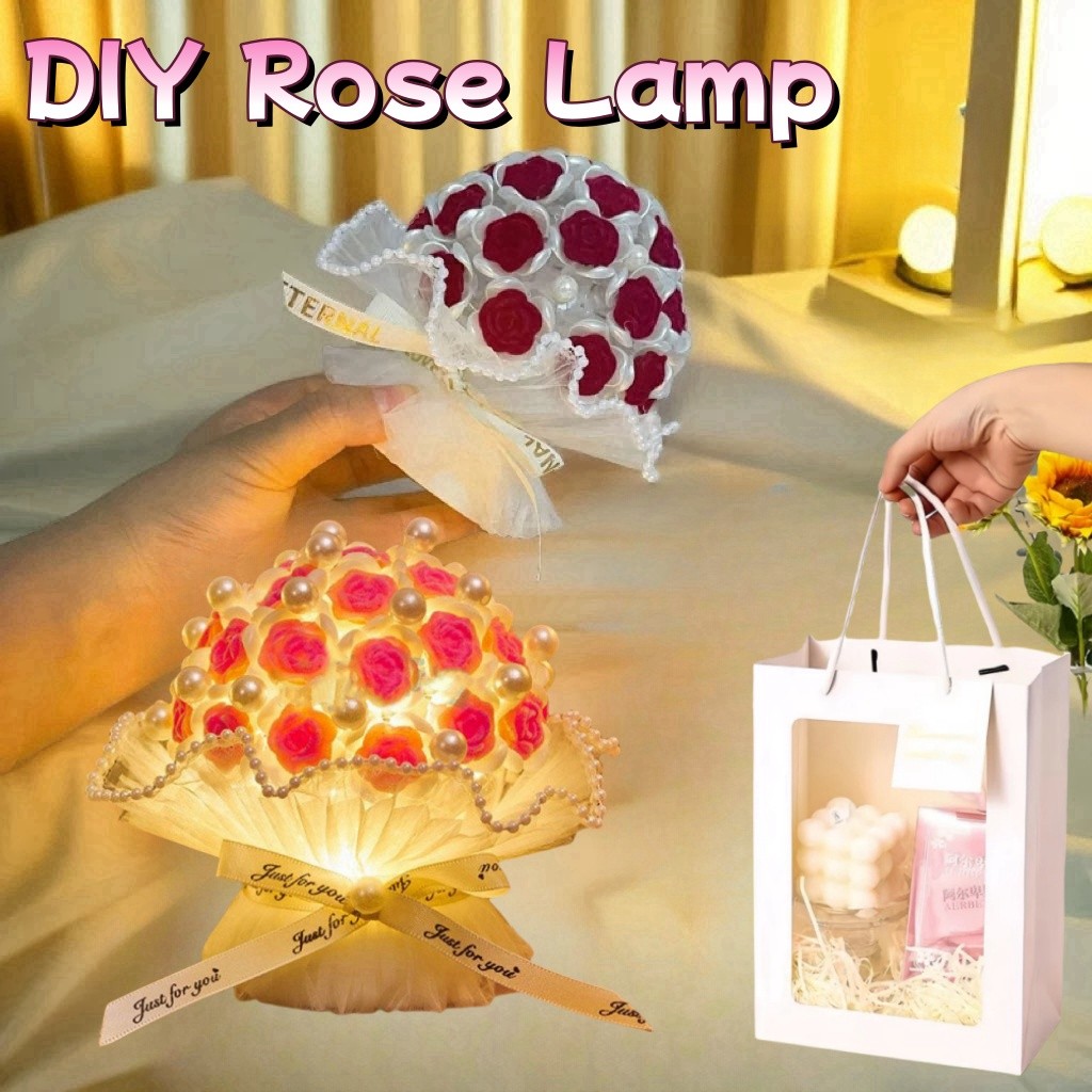 DIY Rose Flower Handmade Material Package Night Light for Creative ...