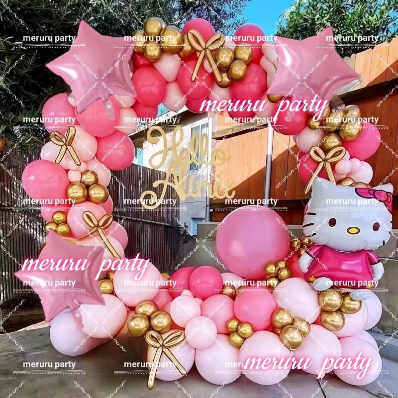 Cute Sanrio Hello Kitty Theme Balloon Garland Set Girl Birthday Party ...