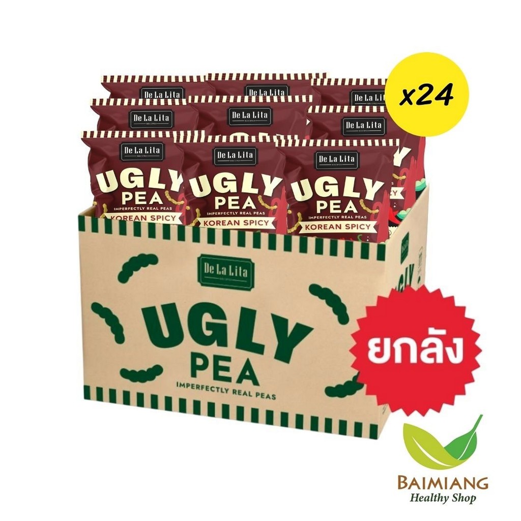 [Carton Of 24 Sachets] De La Lita Crispy Roasted Green Peas Snack Korean Spicy Flavor Size 30 g ...